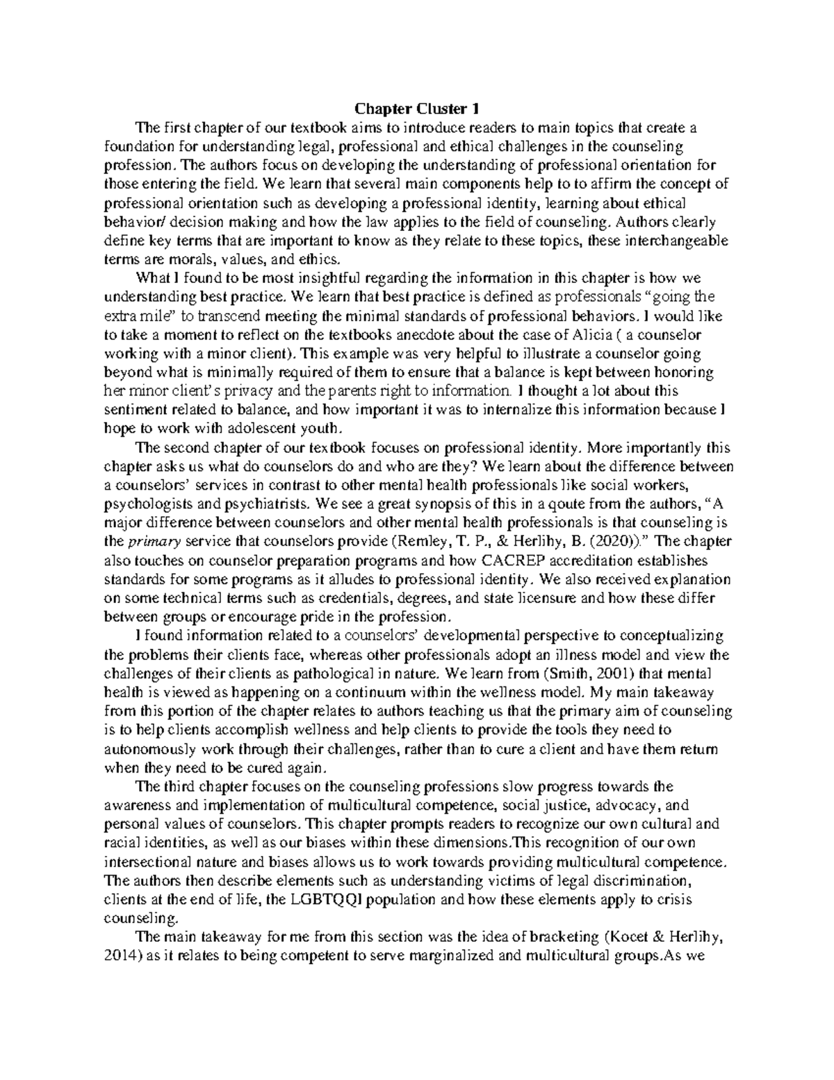 Chapter Cluster 1: Intentional Interviewing & Counseling Insights - Studocu