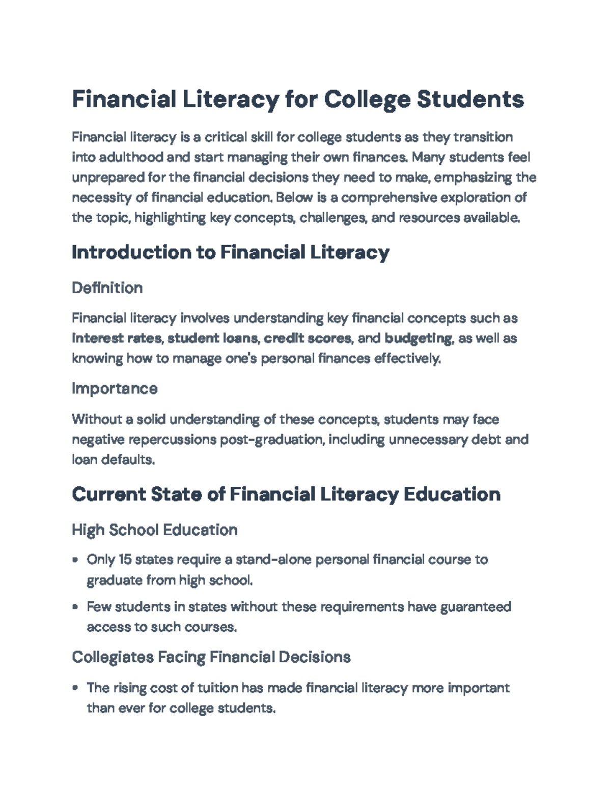 Financial Literacy Guide for College Students: Essential Skills ...