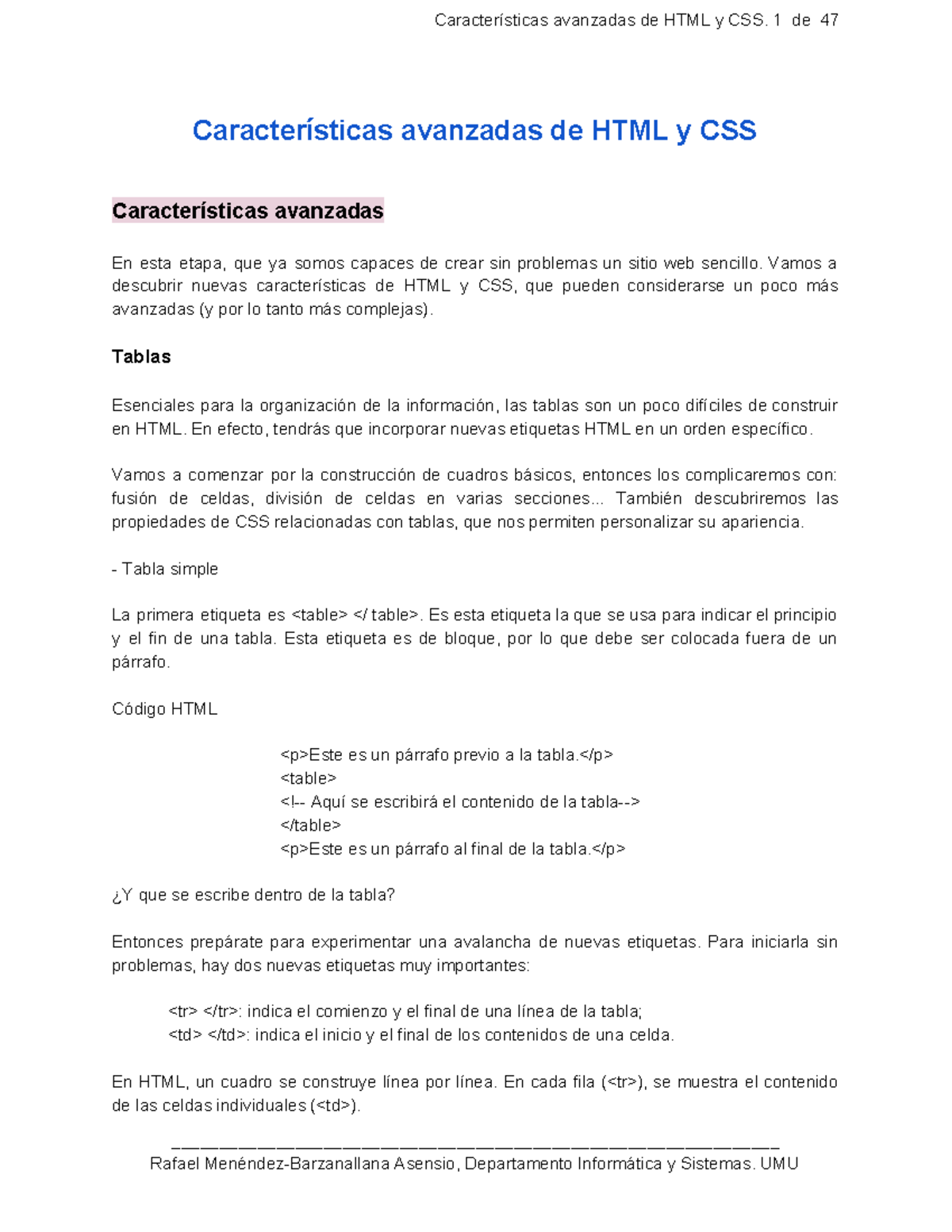 Características Avanzadas de HTML y CSS - UMU - Studocu