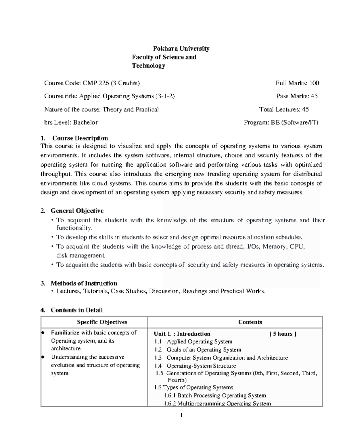 Applied Operating Systems Syllabus - CMP 226 (3 Credits) - Studocu