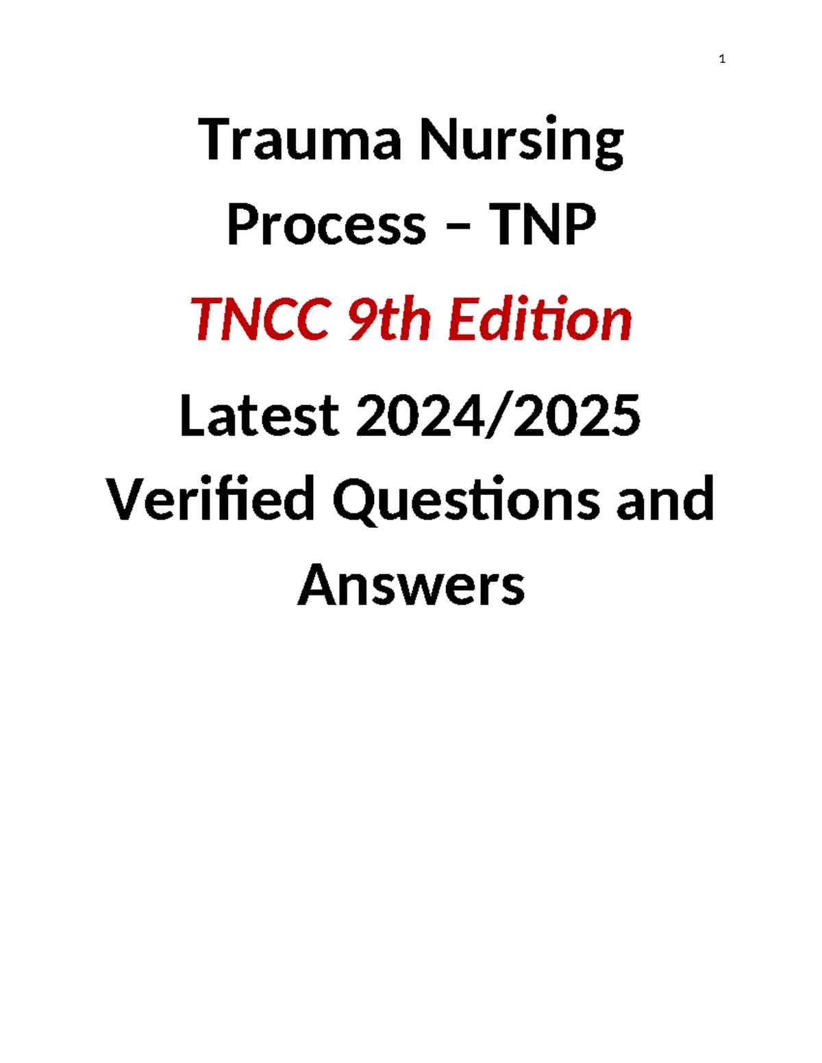 TNCC TNP Questions & Answers - Latest Updates for 2024-2025 - Studocu