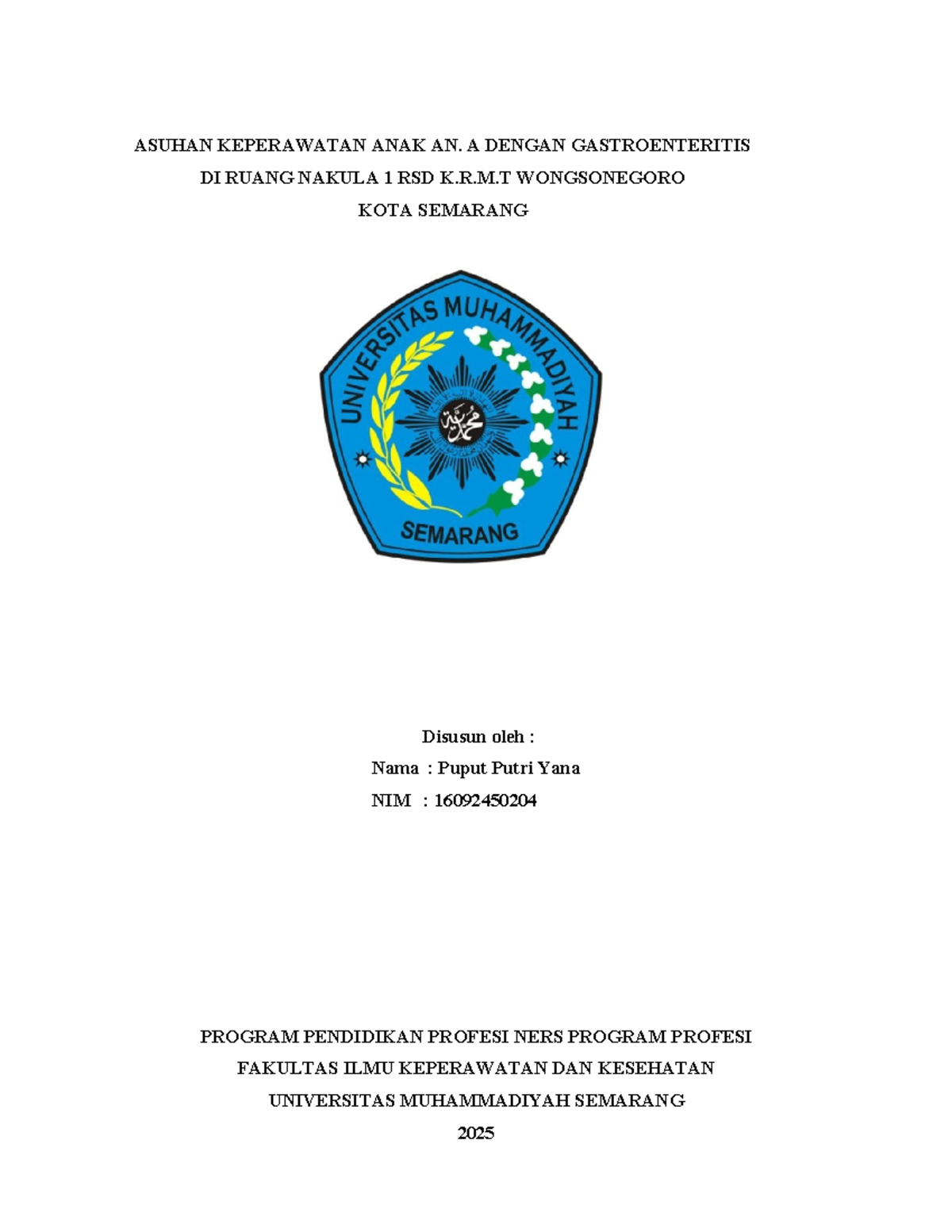 Asuhan Keperawatan Anak dengan Gastroenteritis di RSD K.R.M.T ...