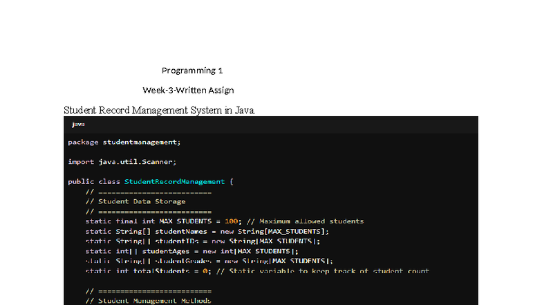 Programming 1 - Student Record Management System Overview - Studocu