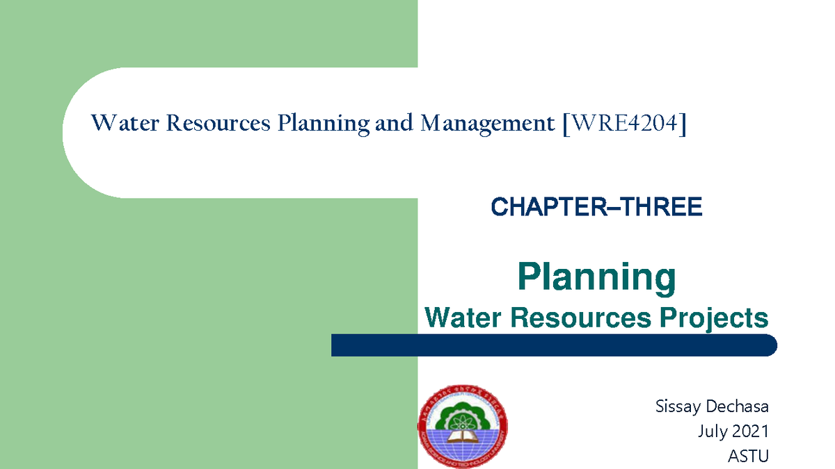 Chapter 3 Planning Water Resources Projects Water Resources Planning And Management