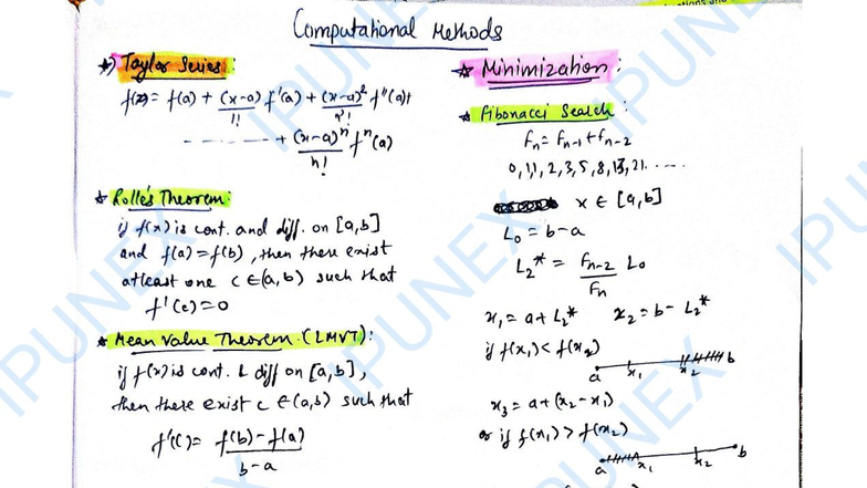 CM 101 Final Exam Formula Sheet: Computational Methods & Taylor Series ...