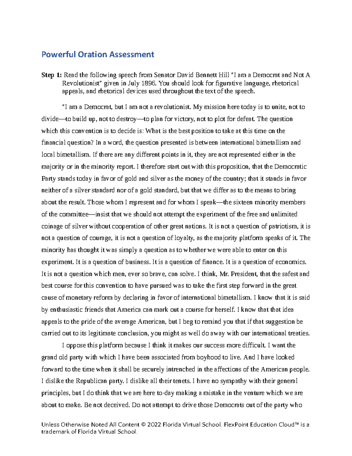 4.02 Powerful Oration Assessment: Analyzing Senator Hill's Speech - Studocu