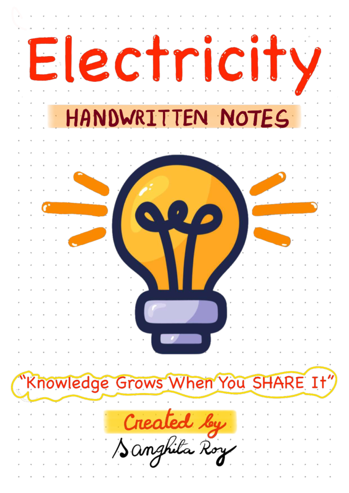 Electricity Concepts and Formulas - Notes by Sanghita Roy - Studocu