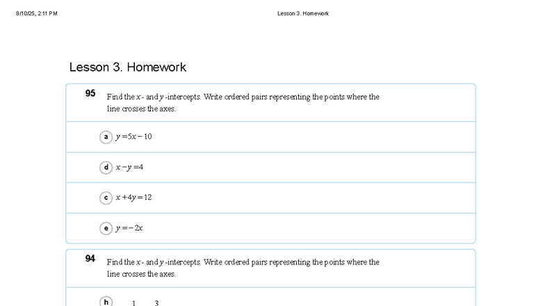 Lesson 3 Homework - Algebra Concepts and Exercises - Studocu