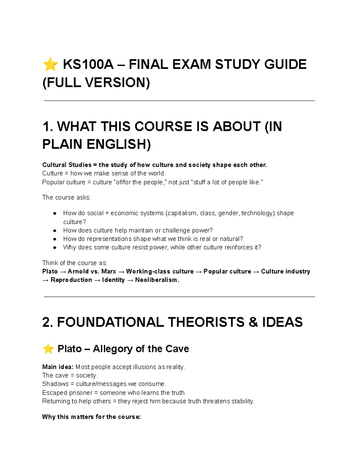 KS100A FINAL EXAM STUDY GUIDE (COMPREHENSIVE VERSION) - Studocu