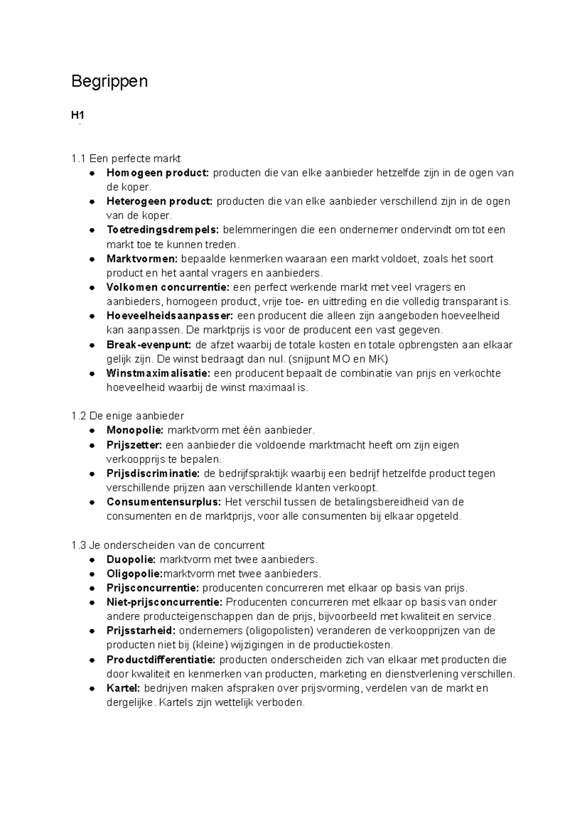 Economie Katern 3: Marktstructuren en Overheidsinterventie - Studeersnel