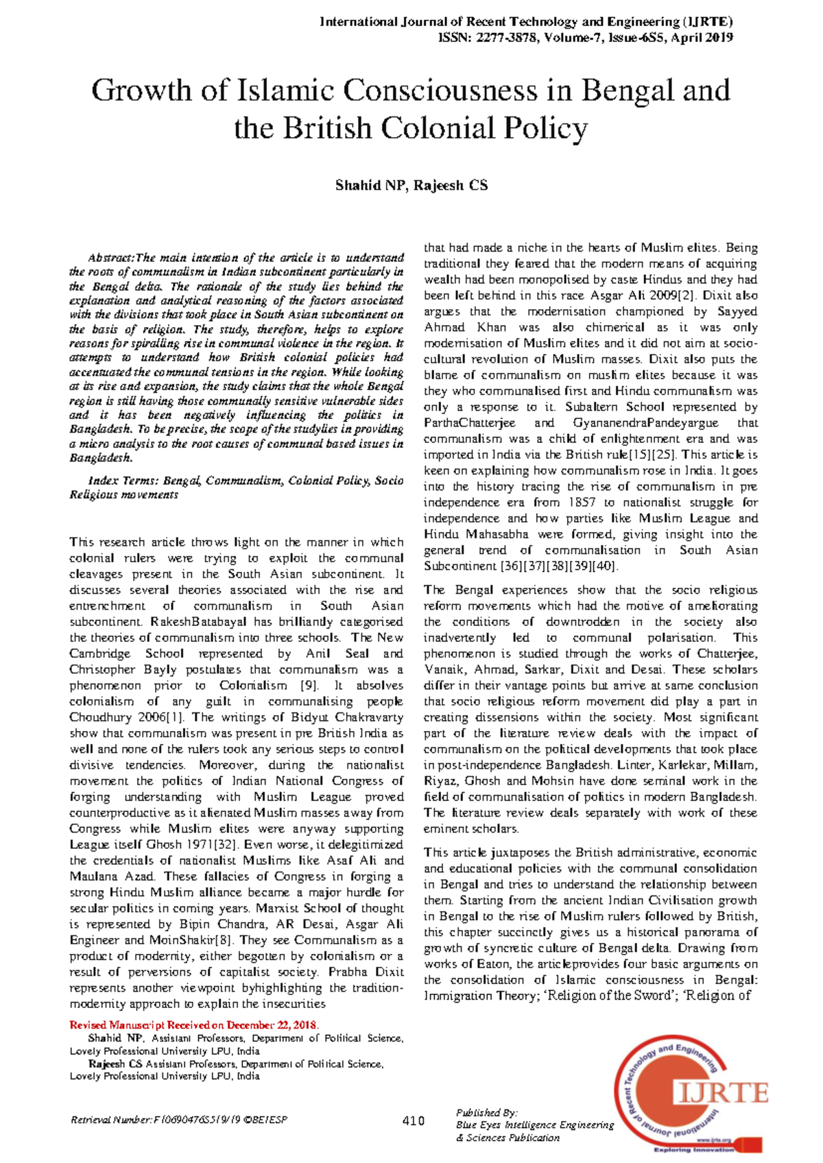 Muslim reform movement in bengal - International Journal of Recent ...