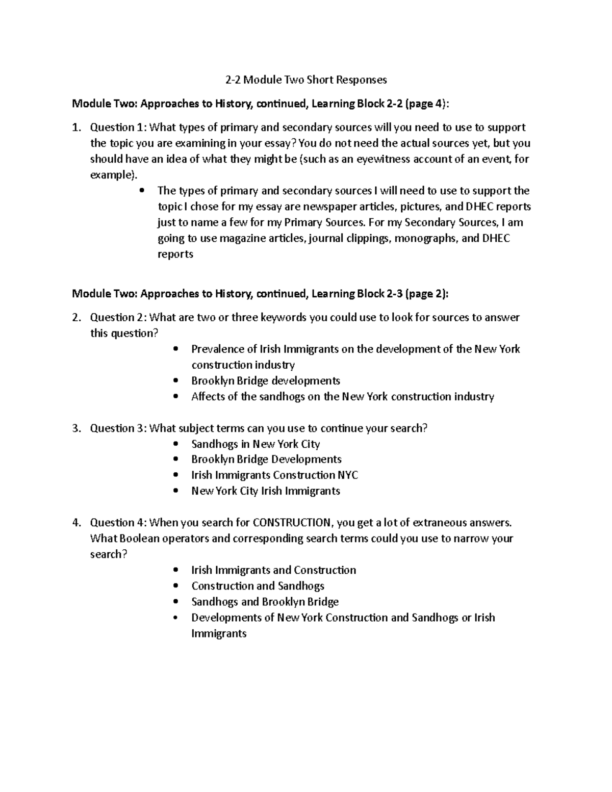 2-2 Module Two Short Responses HIS-200 - 2-2 Module Two Short Responses ...