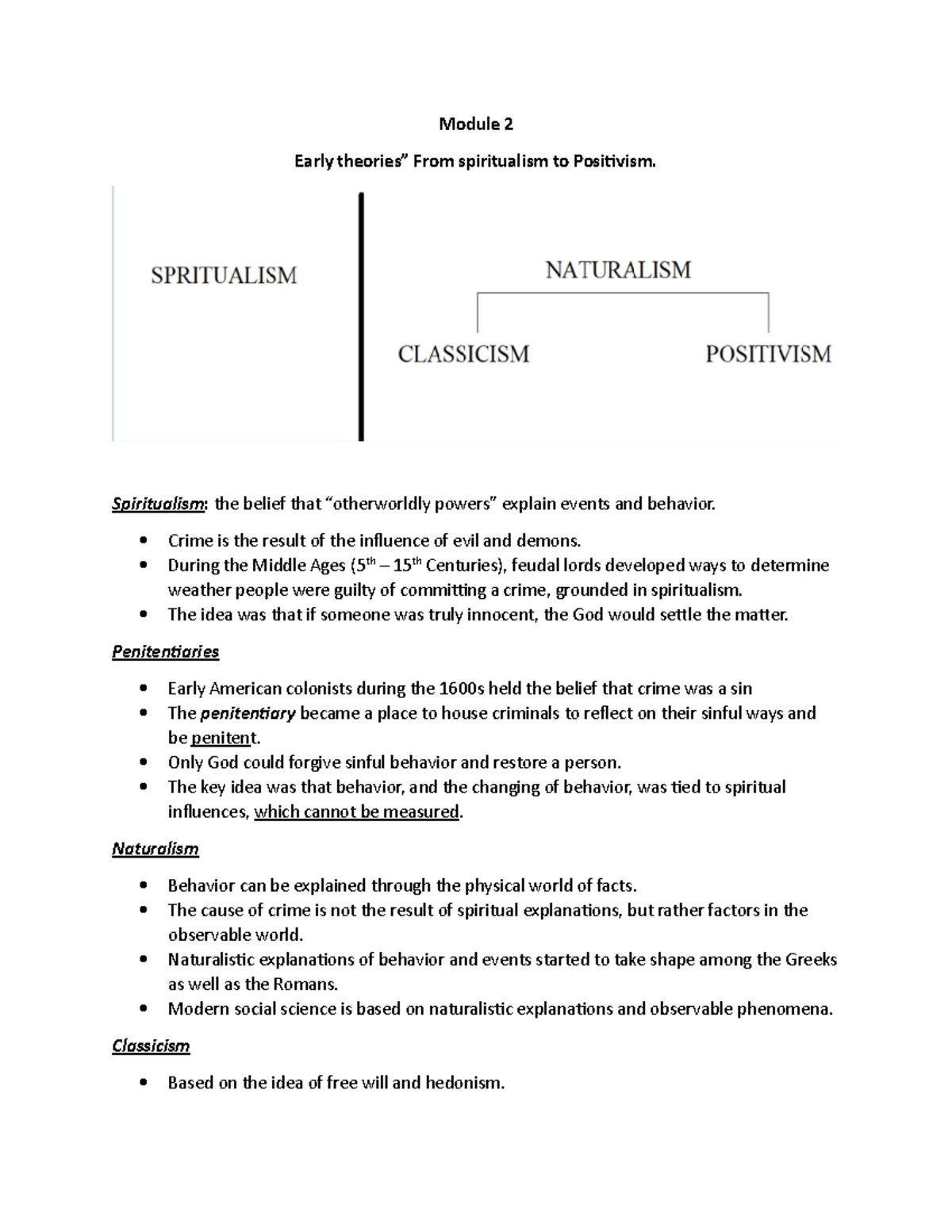 Module 2 Criminological Theory Study Guide - Module 2 Early theories ...