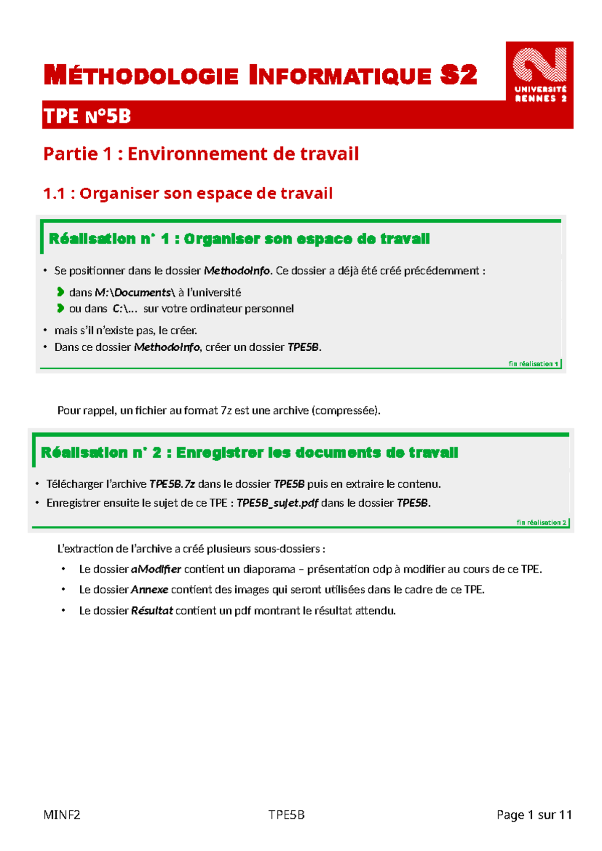 MÉTHODOLOGIE INFORMATIQUE S2 MINF2 TPE5B : Guide de Réalisation et Présentation - Studocu