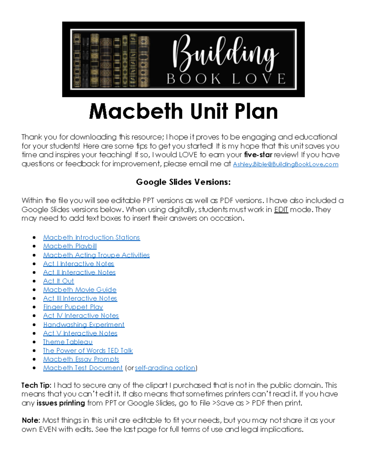 Macbeth Unit Plan: Engaging Activities & Resources for ELA Classes ...