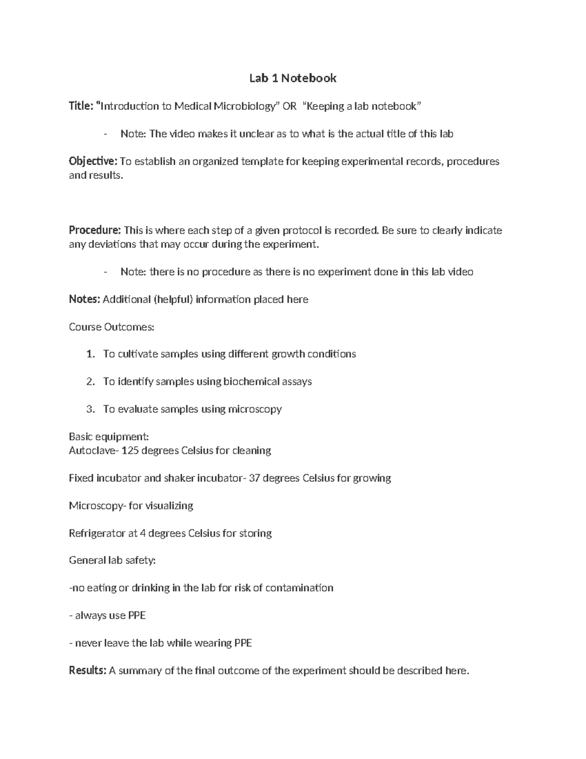 BIOD171 Microbiology Lab 1: Experimental Record Template - Studocu