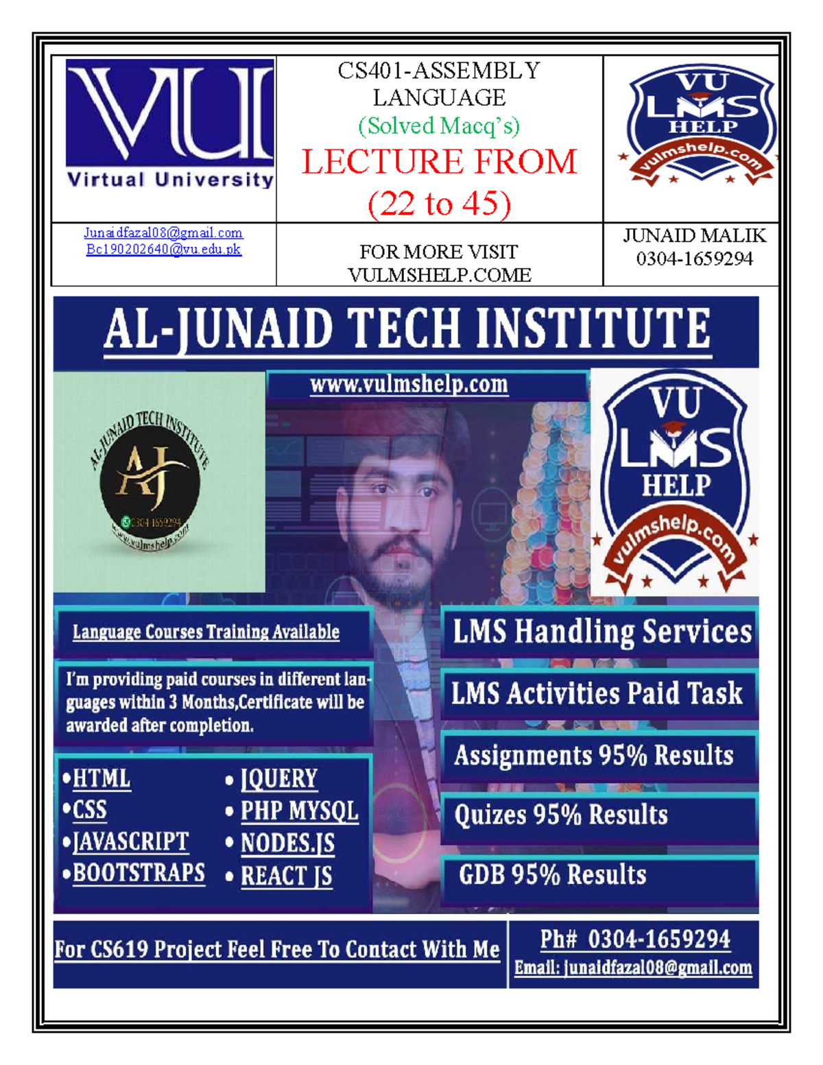 Cs401 Solved Mcqs Final Term By Junaid Cs401 Assembly Language 1408
