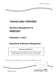 MNB1501 - Unisa - Business Management IA - Studocu