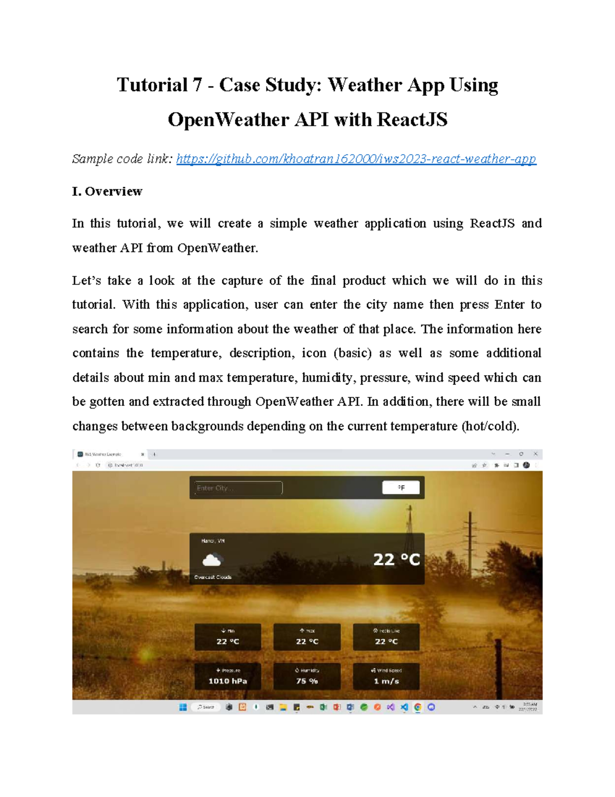 Tutorial 7 - Case Study Weather App Using Open Weather API with React JS - Tutorial 7 - Case ...