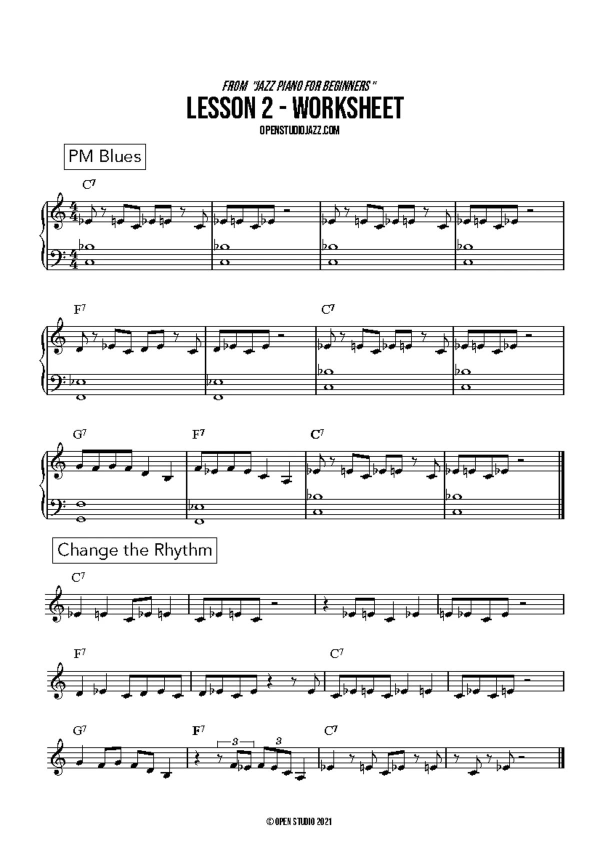 Jazz Piano for Beginners: Lesson 7 - Worksheet on Arpeggios - Studocu