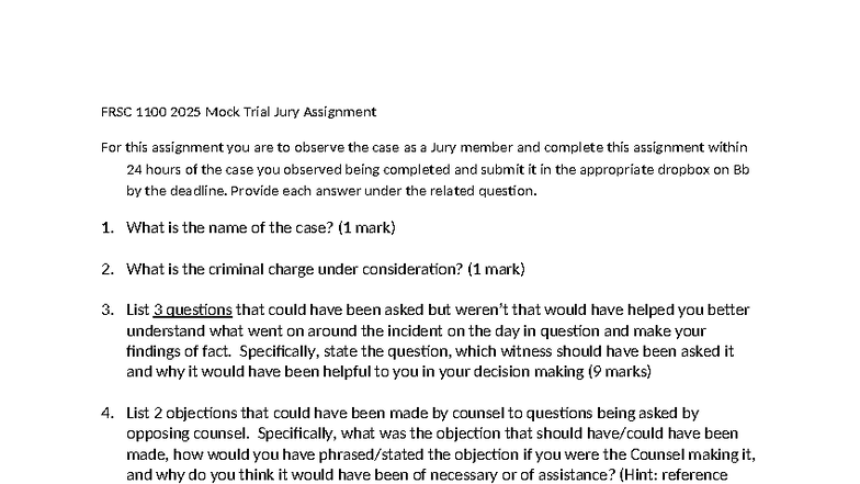 FRSC 1100 Jury Assignment 2025 - FRSC 1100 2025 Mock Trial Jury ...