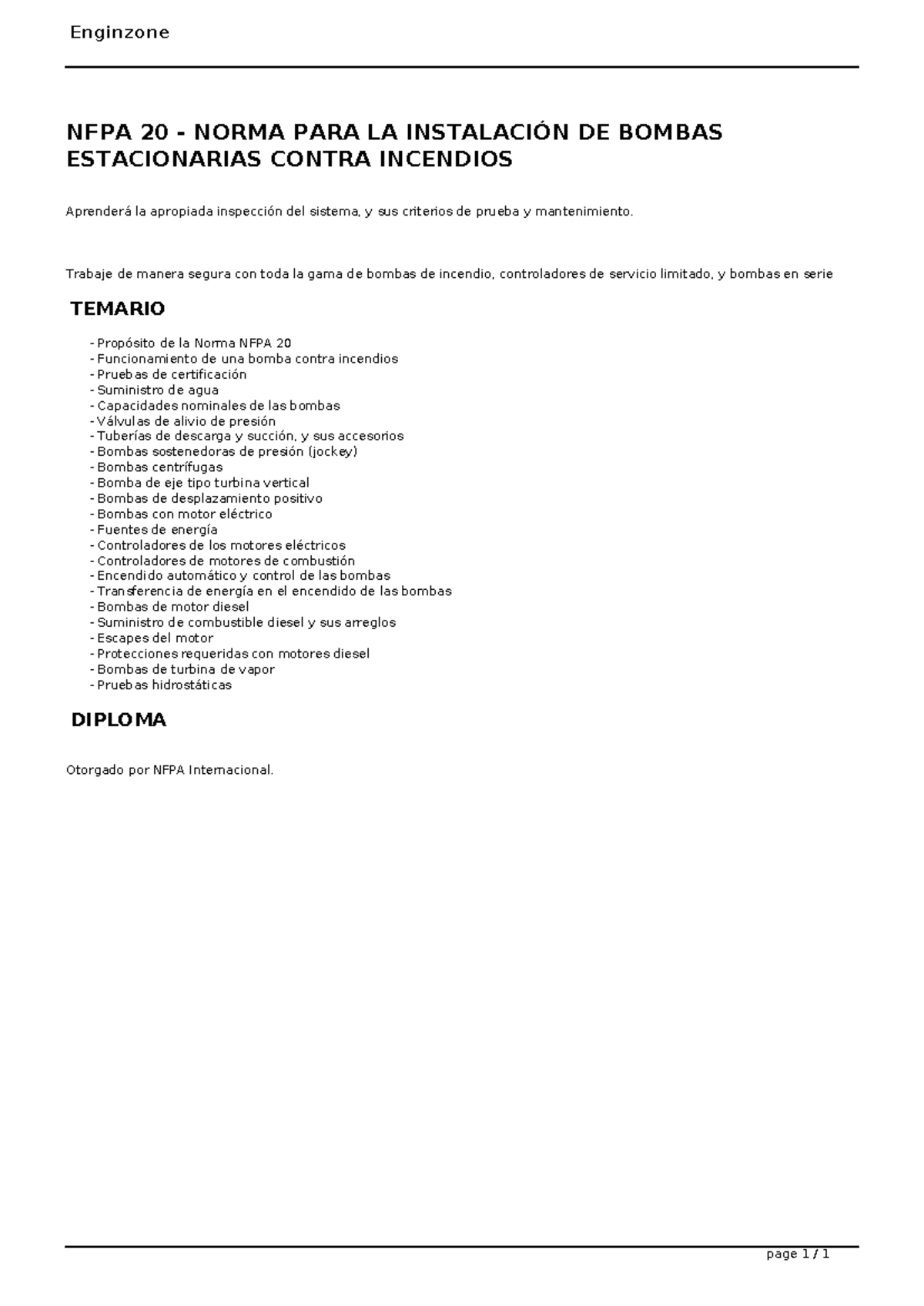 Enginzone NFPA 20: Instalación y Mantenimiento de Bombas Contra ...