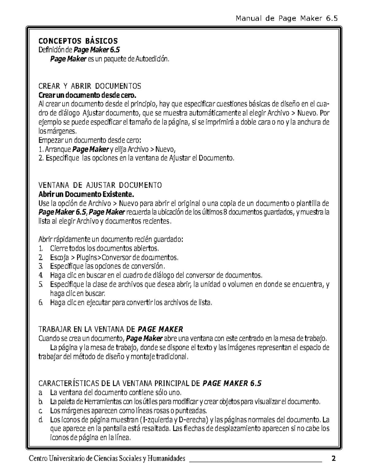 Manual de Page Maker 6.5: Conceptos Básicos y Funciones Clave - Studocu