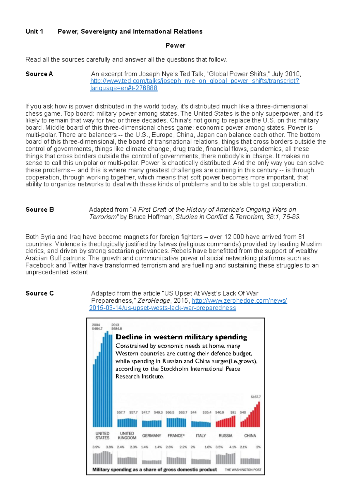 IB Global Politics Exam Practice: Unit 1 on Power, Sovereignty, and IR ...