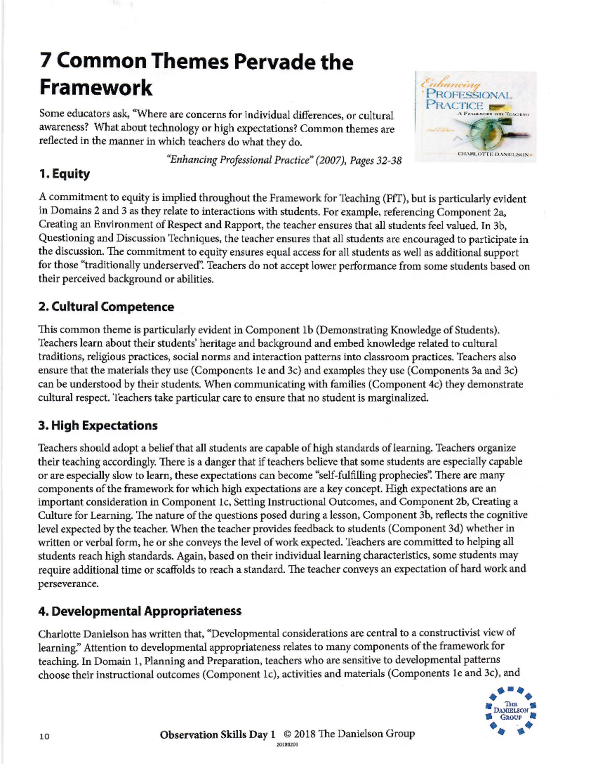 Danielson 7 Common Themes in Effective Teaching Practices - Studocu