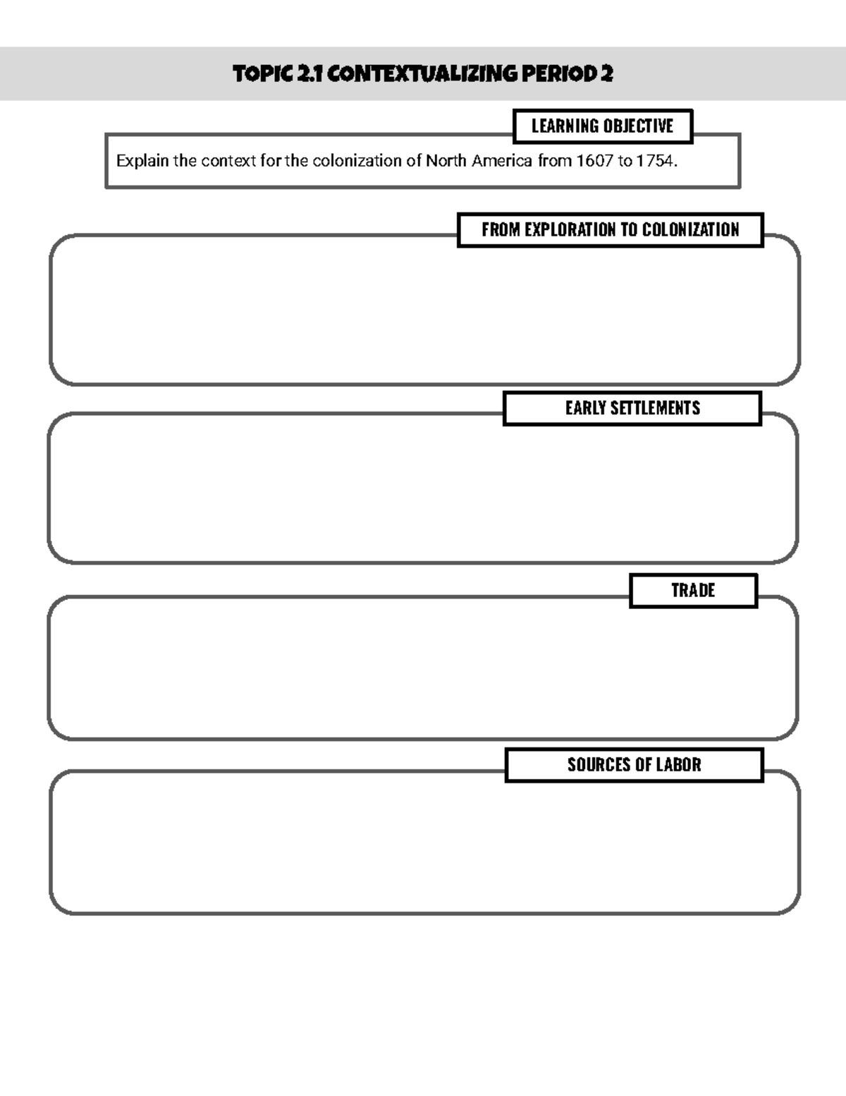 Amsco Period 2 Reading Guide - Explain the context for the colonization ...