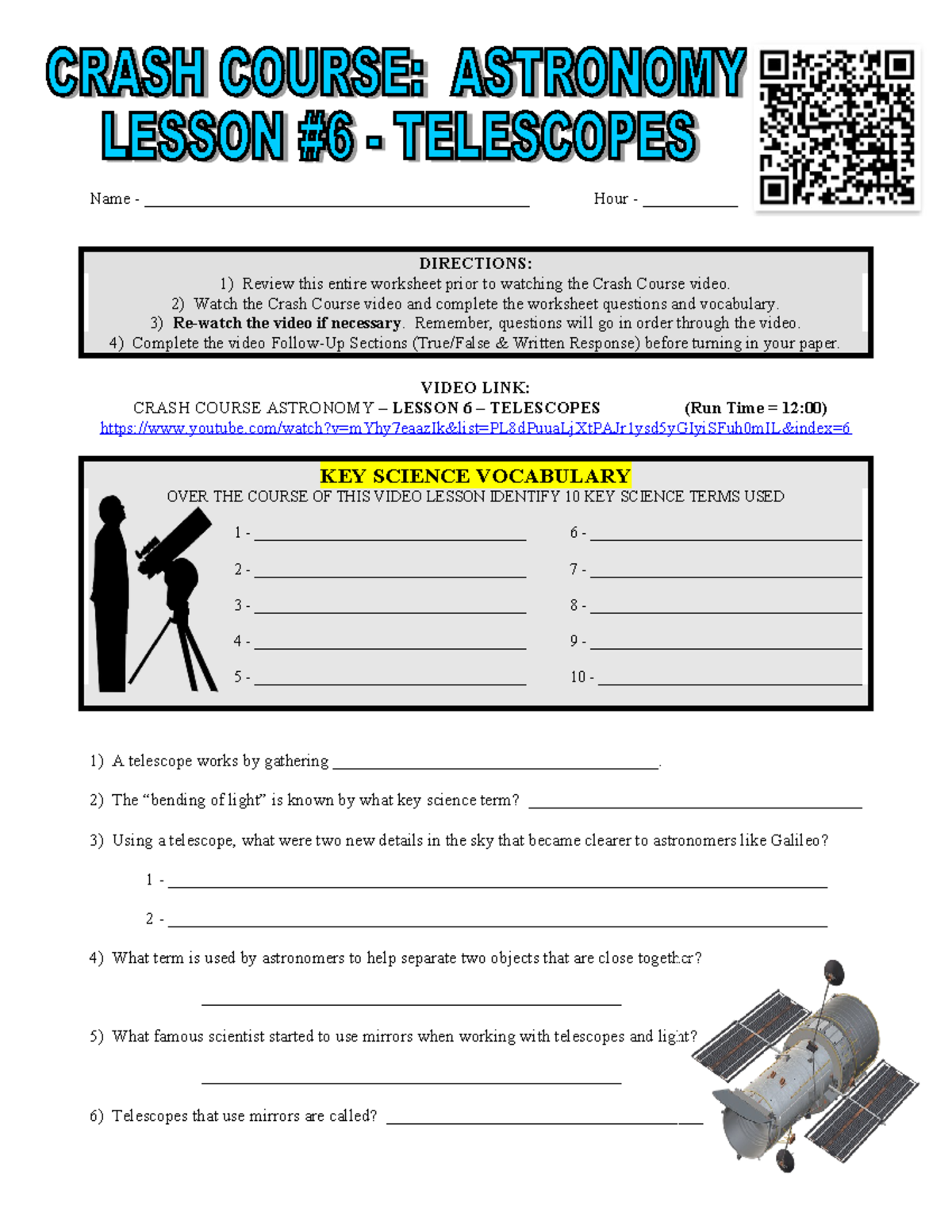 CC Astronomy - Lesson 6 - Understanding Telescopes and Their Uses - Studocu