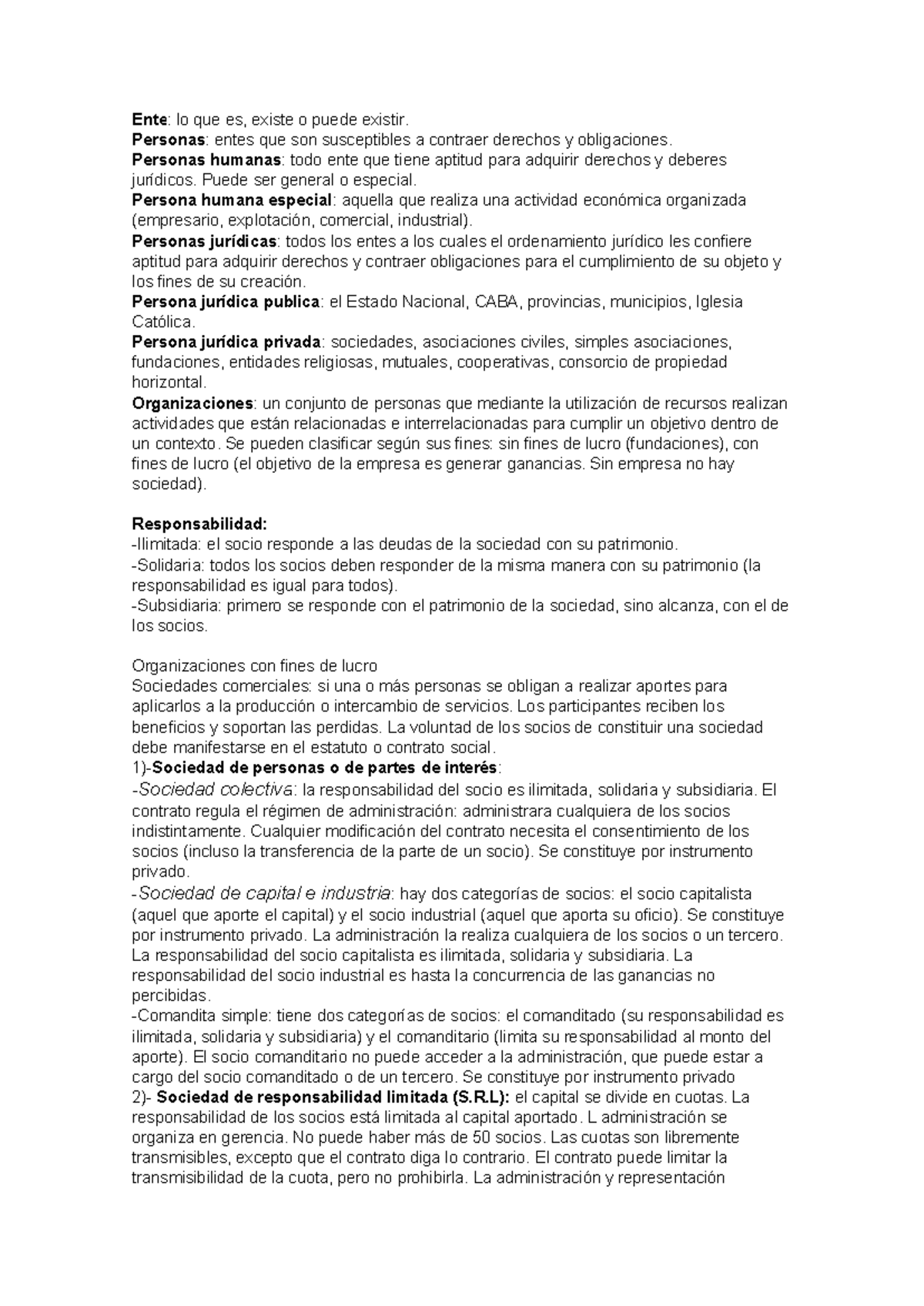 Resumen-teoria contable - Ente: lo que es, existe o puede existir ...
