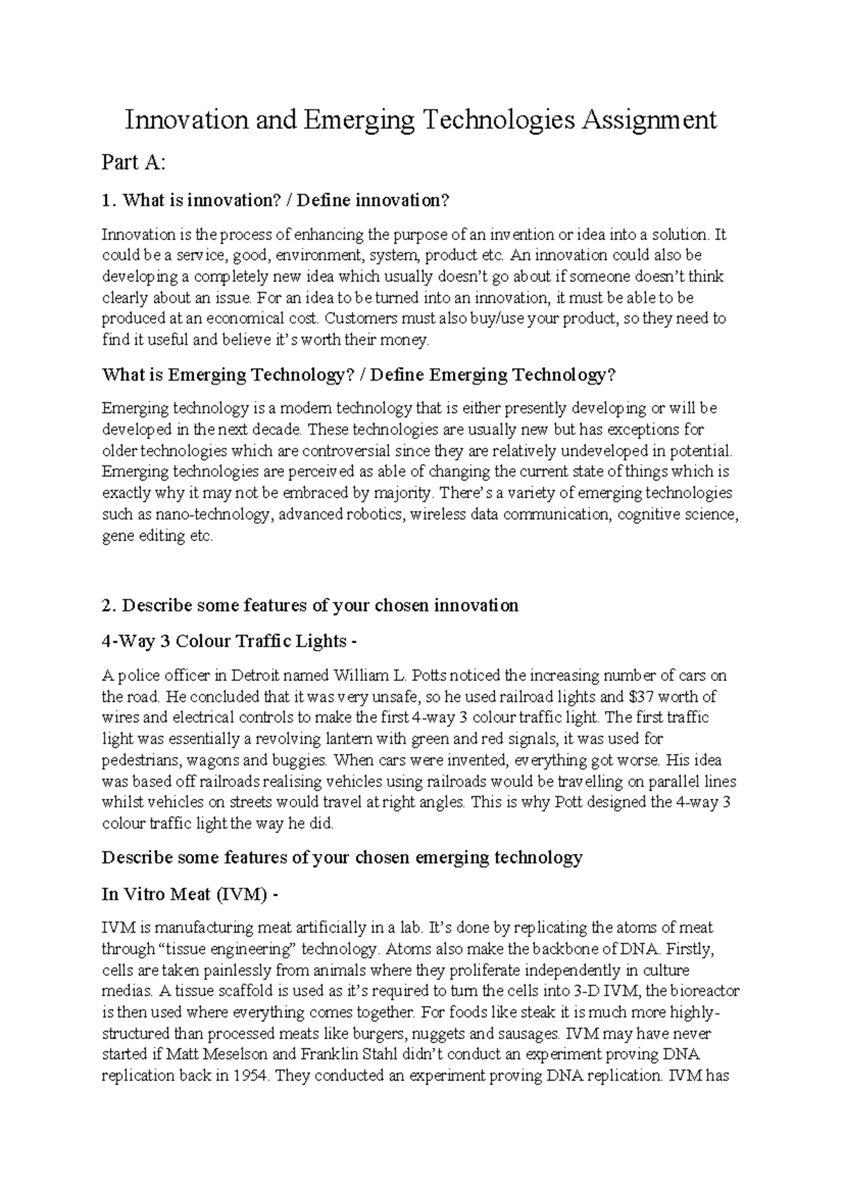 INN 101: Innovation & Emerging Technologies Assignment Overview - Studocu
