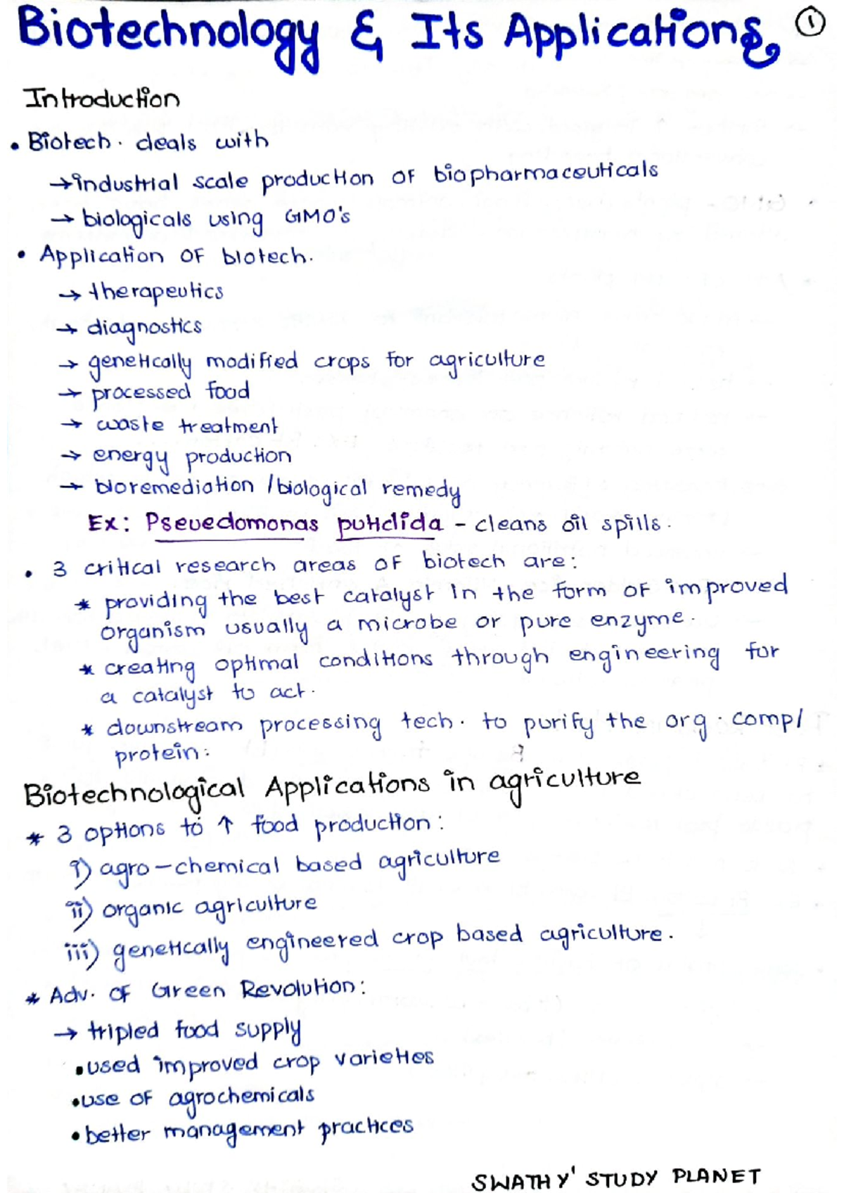 Biotechnology and its applications notes - Biotechnology Its ...