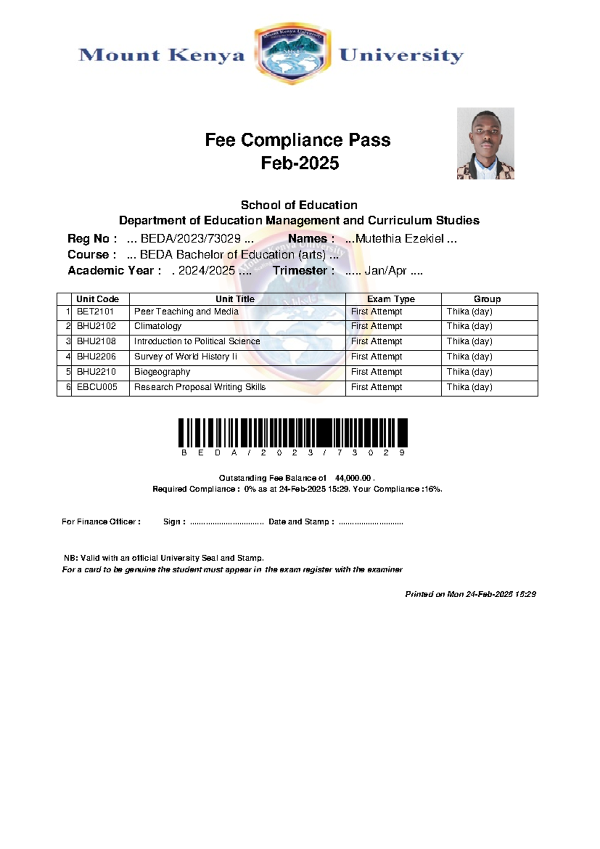 Pass BEDA 2023 73029 2025Feb24 - Fee Compliance Pass Feb- School of ...