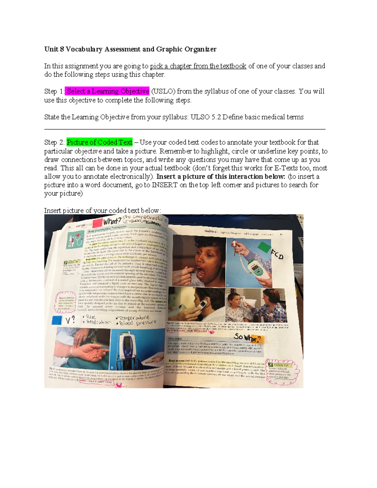 Unit 8 Vocabulary Assessment and Graphic Organizer - Step 1: Select a ...