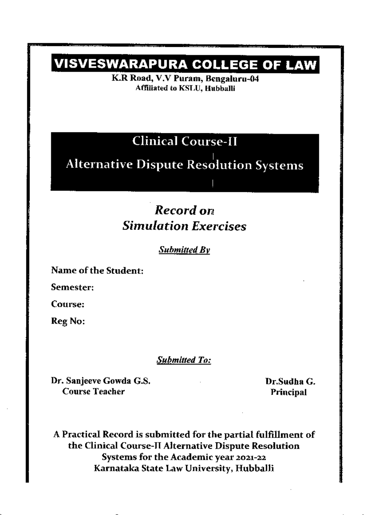 ADR Simulation Exercises Report - Clinical Course-II (KSLU) - Studocu