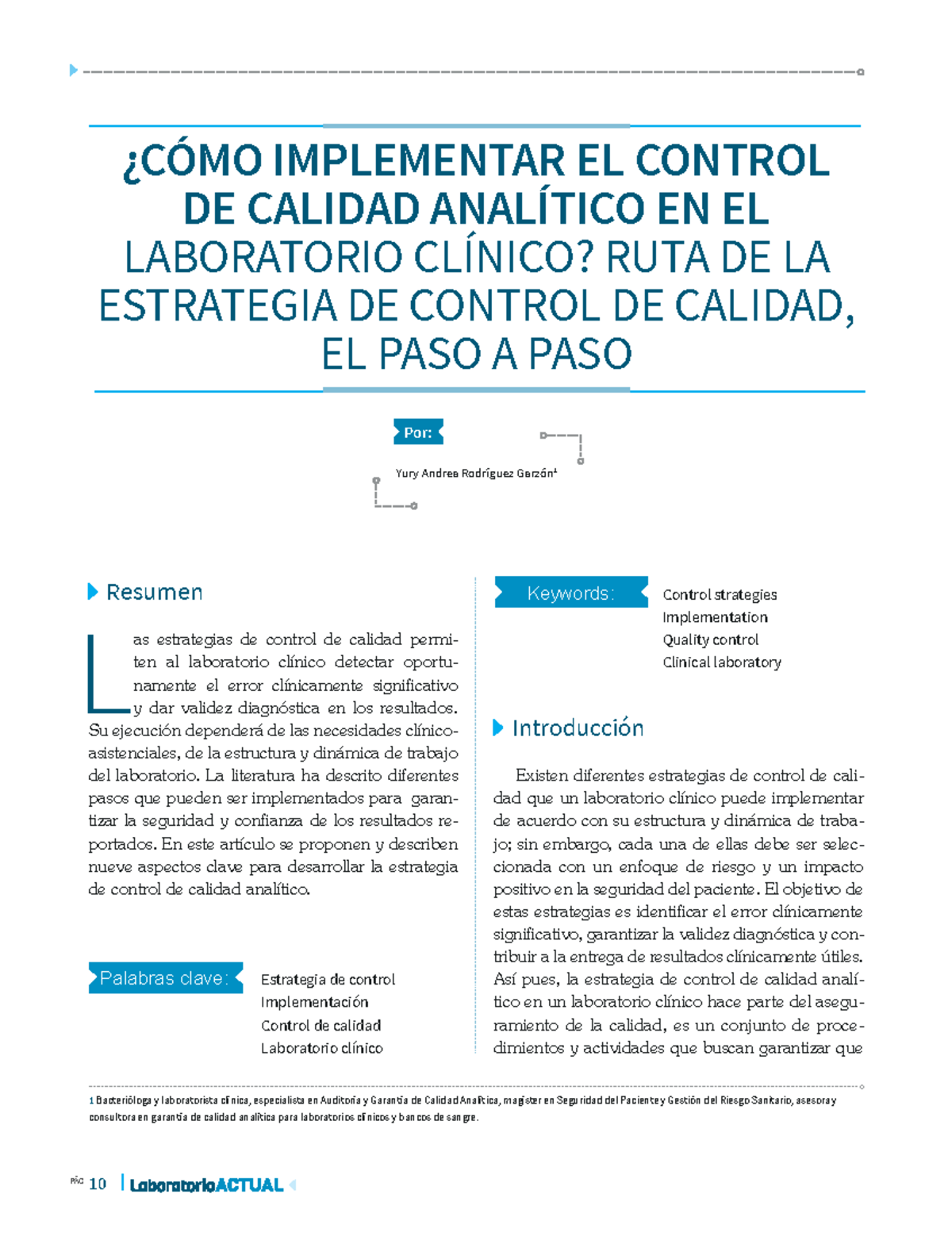 Implementación del Control de Calidad Analítico en Laboratorios ...