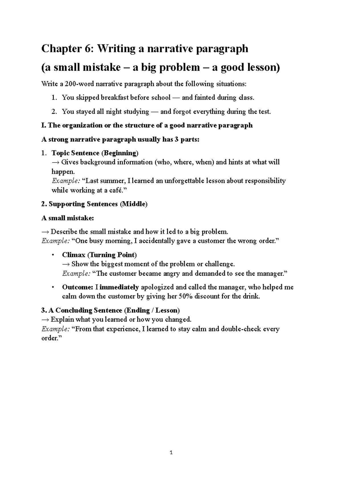 Final Exam: Narrative Paragraph Writing Guide (ENG 2025) - Studocu