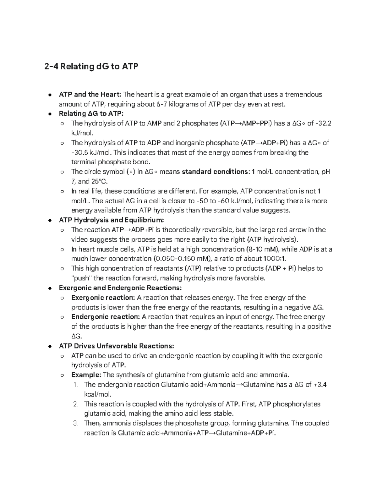 2-4 Final Exam: Relating ΔG to ATP in Cardiac Function - Studocu