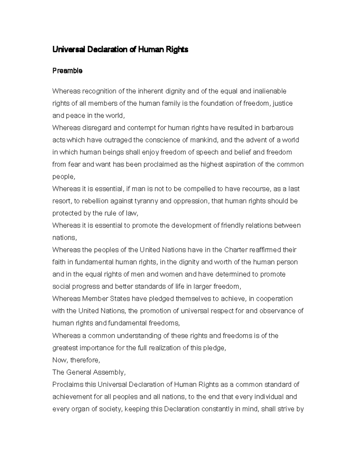 Universal Declaration of Human Rights (UDHR) Overview - 1948 - Studocu