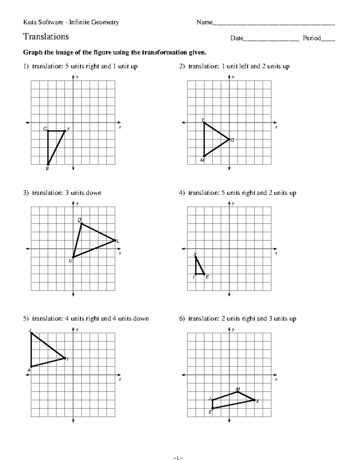 Unit 1.1 Homework: Translations - Transformations in Geometry - Studocu