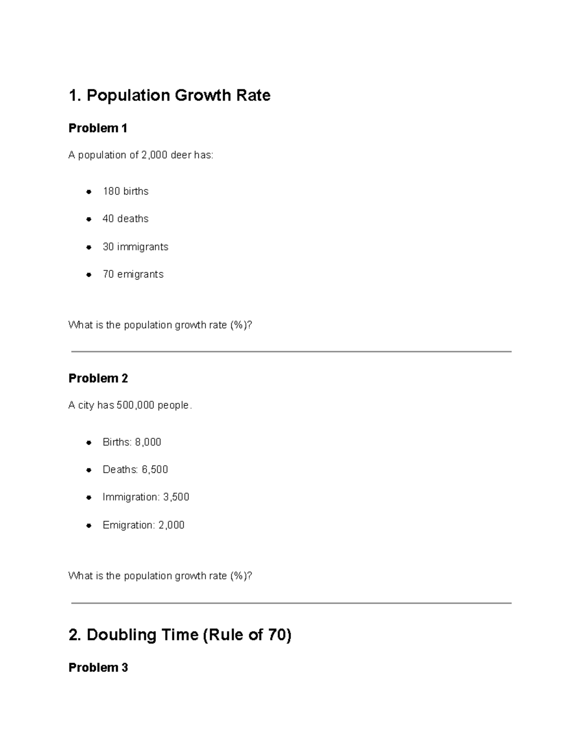 APES 101: Population Growth Rate & Dynamics Practice Problems - Studocu