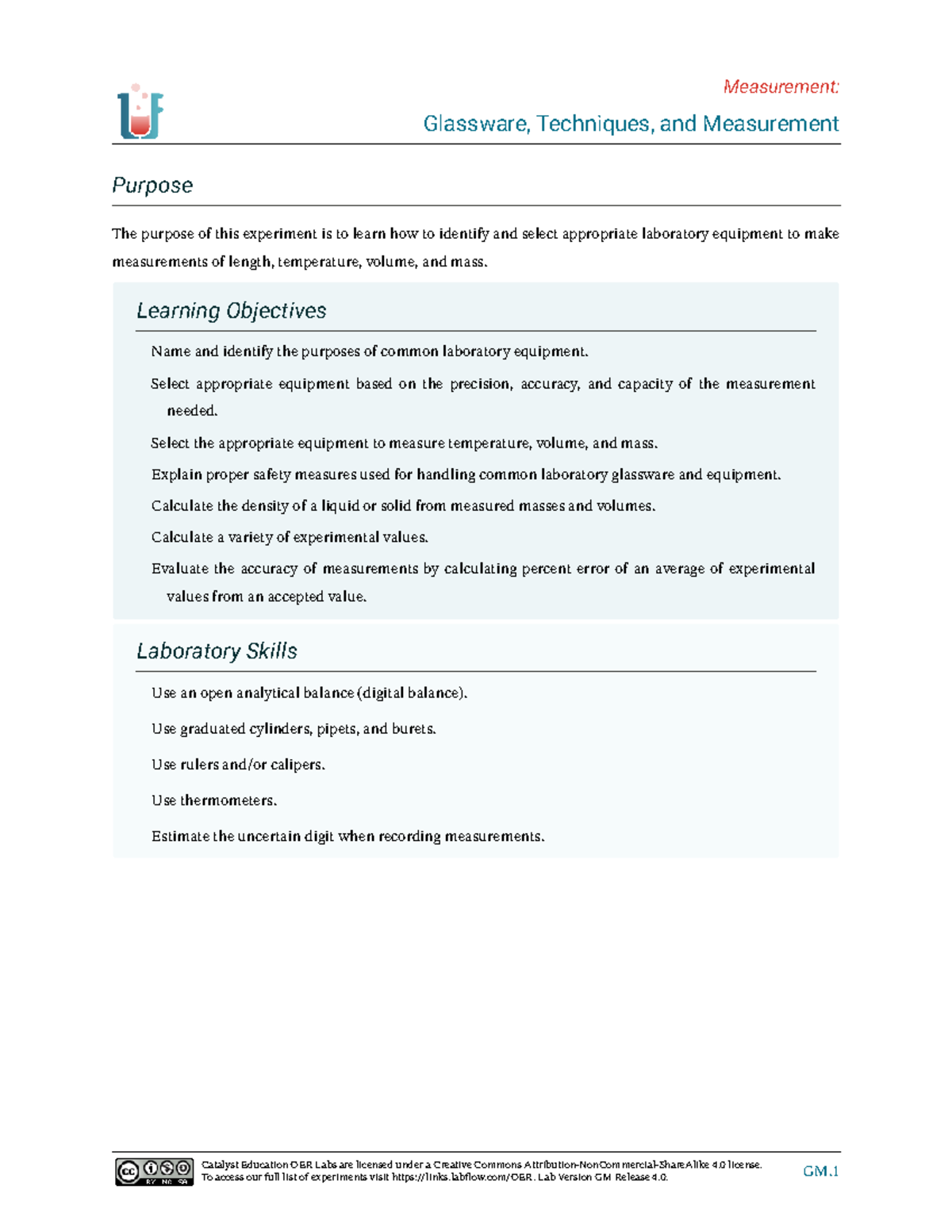 EXP 3: Glassware, Techniques, and Measurement Lab Guide - Studocu