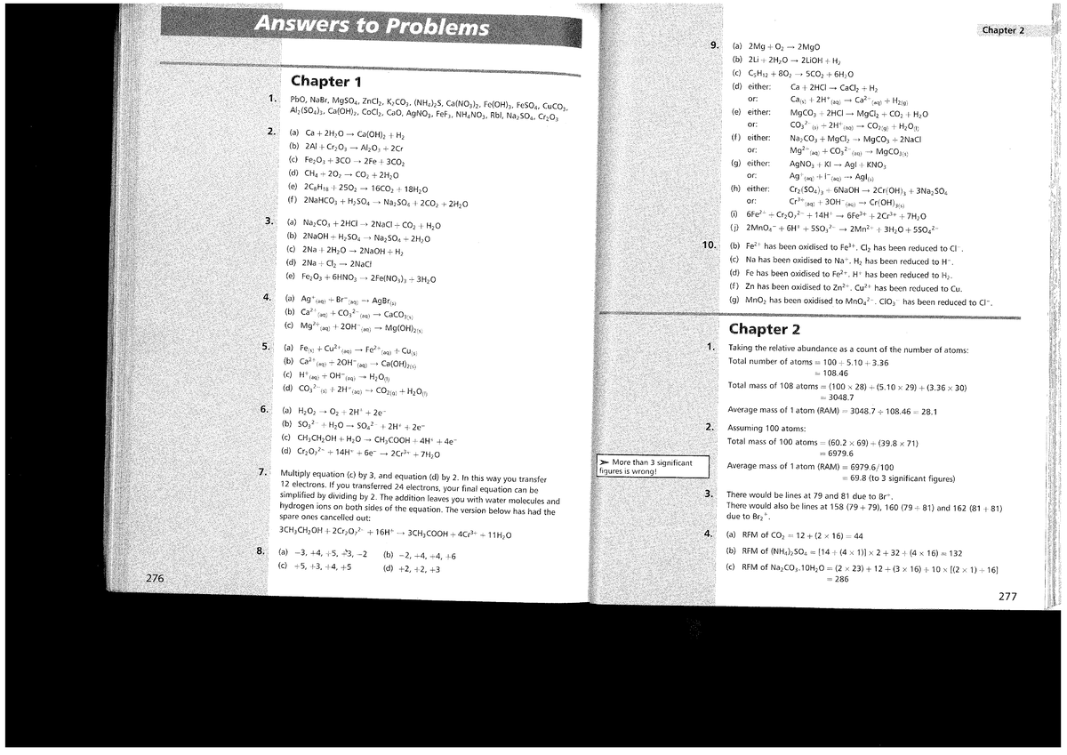Jim Clark A-Level Chem: Calculation Answers & Solutions Guide - Studocu