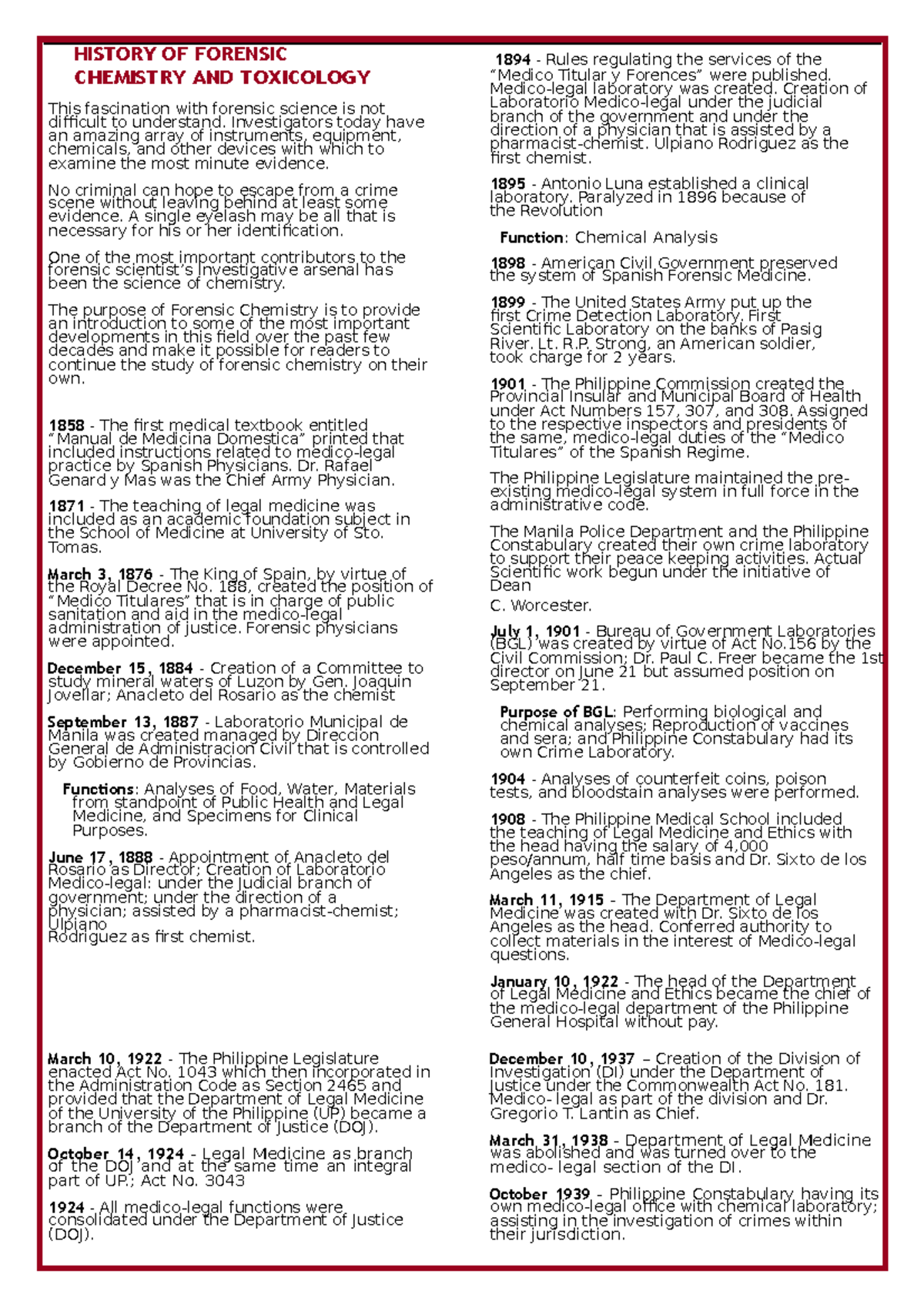 Forensic Chemistry & Toxicology: A Historical Overview and Analysis ...