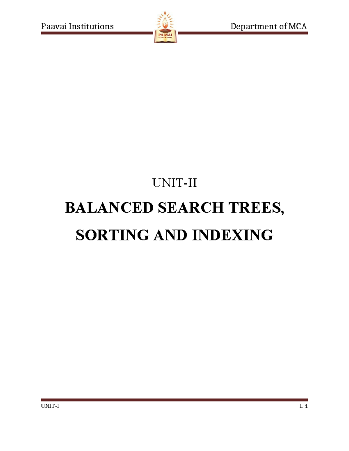 MC4101-ADSA Unit-II Lecture Notes - Advanced Data Structures & Trees ...