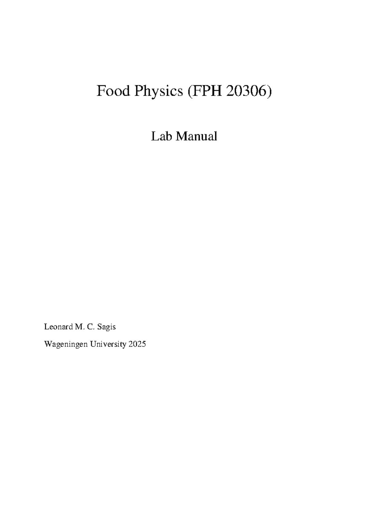 Lab Manual for Food Physics (FPH 20306) - Experiments & Analysis 2025 ...