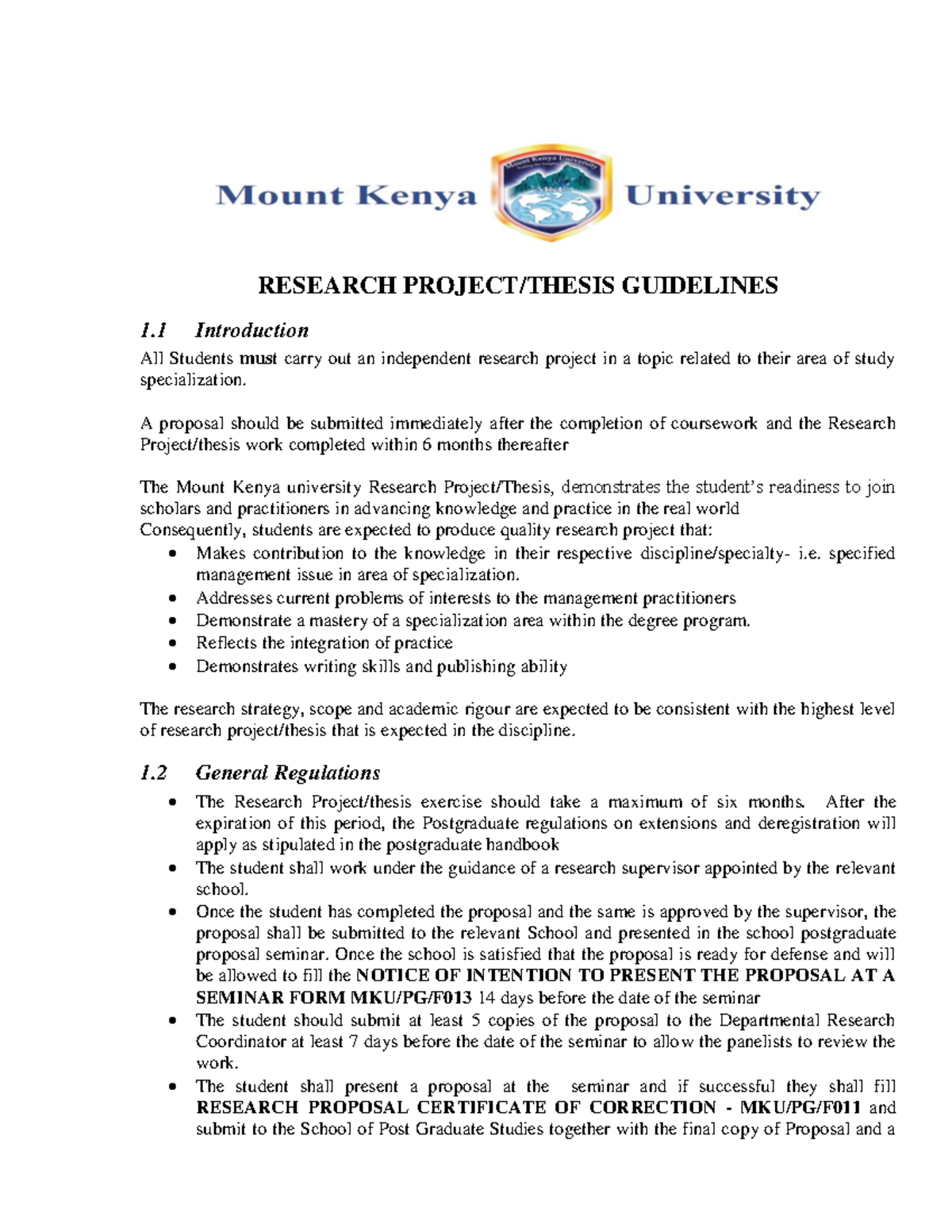 MKU Research Project/Thesis Format Guidelines and Requirements - Studocu