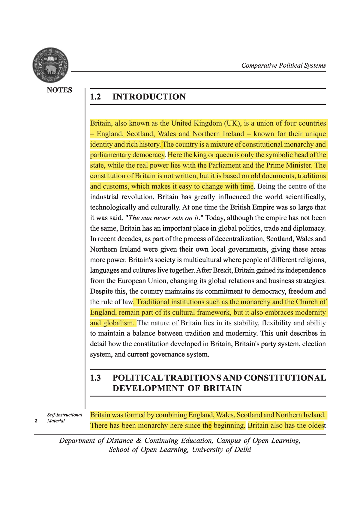 Comparative Political Systems: Notes on Britain's Political Structure ...